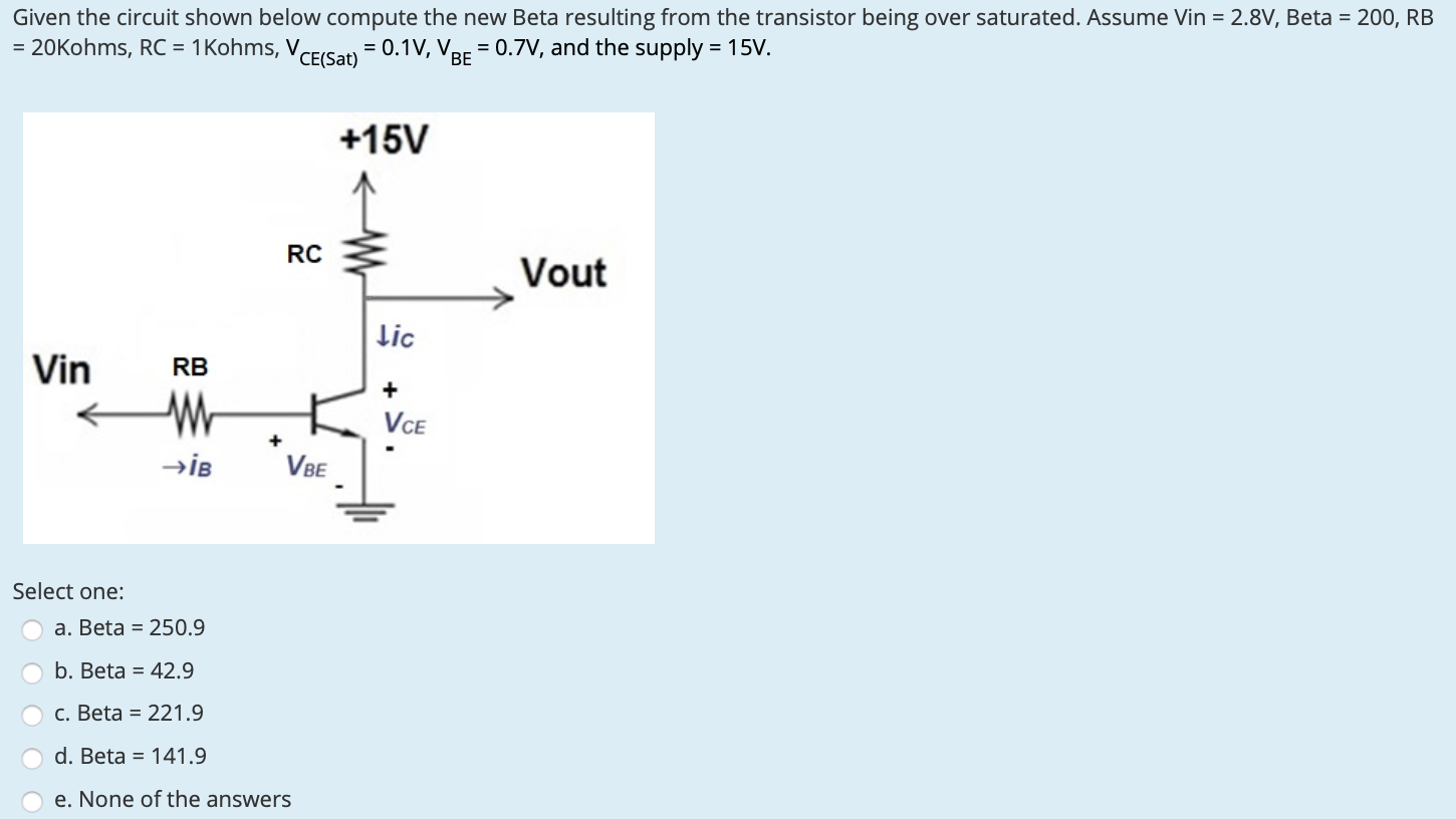 Solved Given the circuit shown below compute the new Beta | Chegg.com