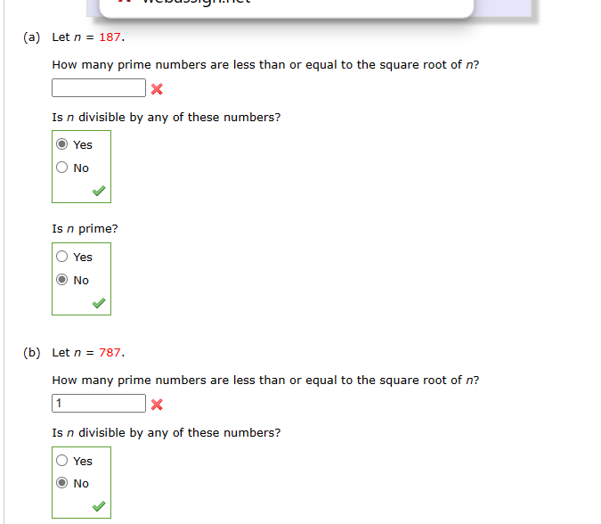 Solved Let n=187. How many prime numbers are less than Is n | Chegg.com