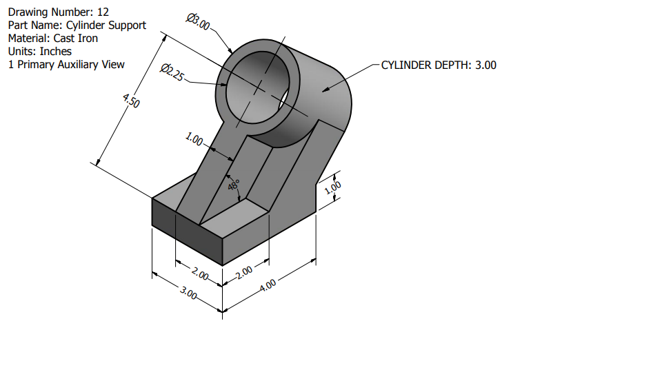 Solved Draw each part and then create Multiview drawings | Chegg.com