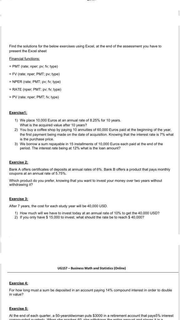 Solved Find the solutions for the below exercises using | Chegg.com