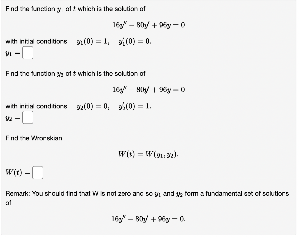 Solved Find the function y1 of t which is the solution of | Chegg.com
