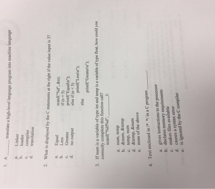 Solved A ___ translate a high-level language program into | Chegg.com