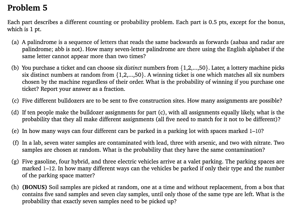 Solved Each part describes a different counting or | Chegg.com