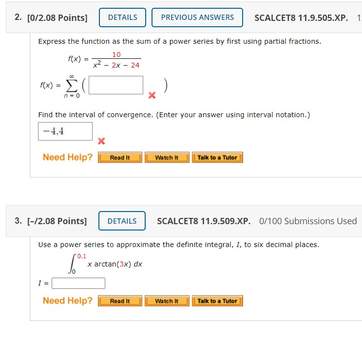Solved 2. [0/2.08 Points] DETAILS PREVIOUS ANSWERS SCALCET8 | Chegg.com
