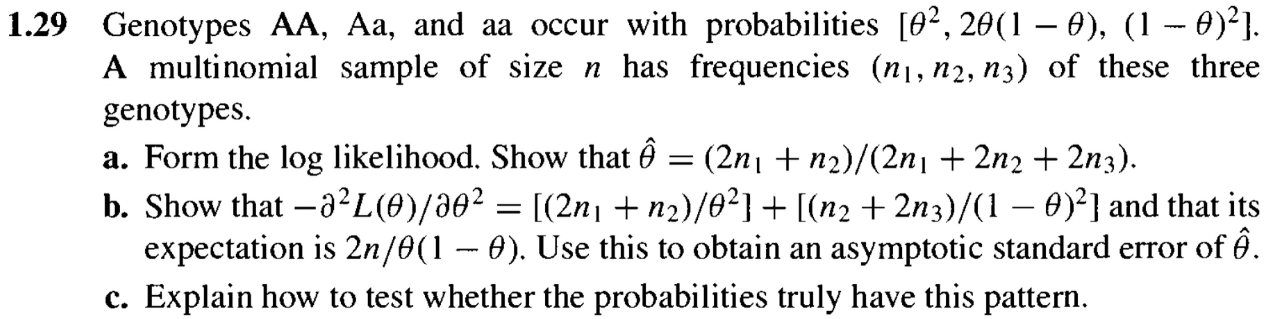 Solved .29 Genotypes AA, Aa, and aa occur with probabilities | Chegg.com