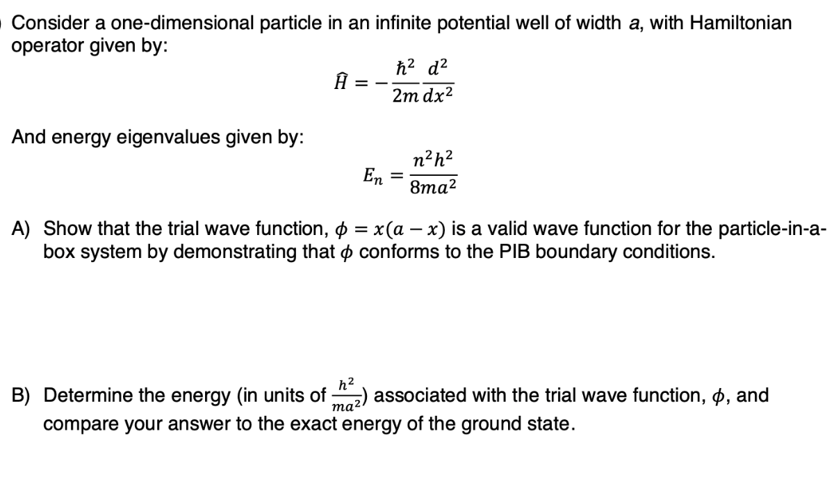 Solved Consider a one-dimensional particle in an infinite | Chegg.com
