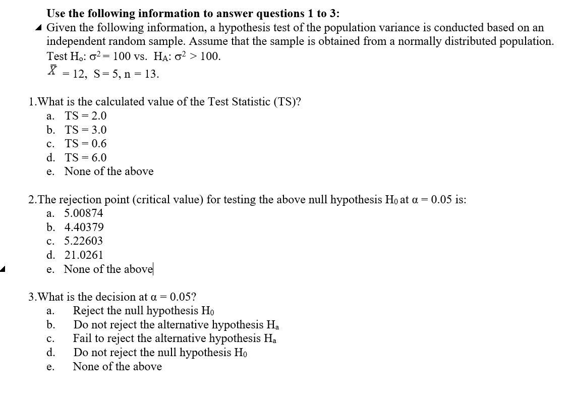 Solved Use the following information to answer questions 1 | Chegg.com