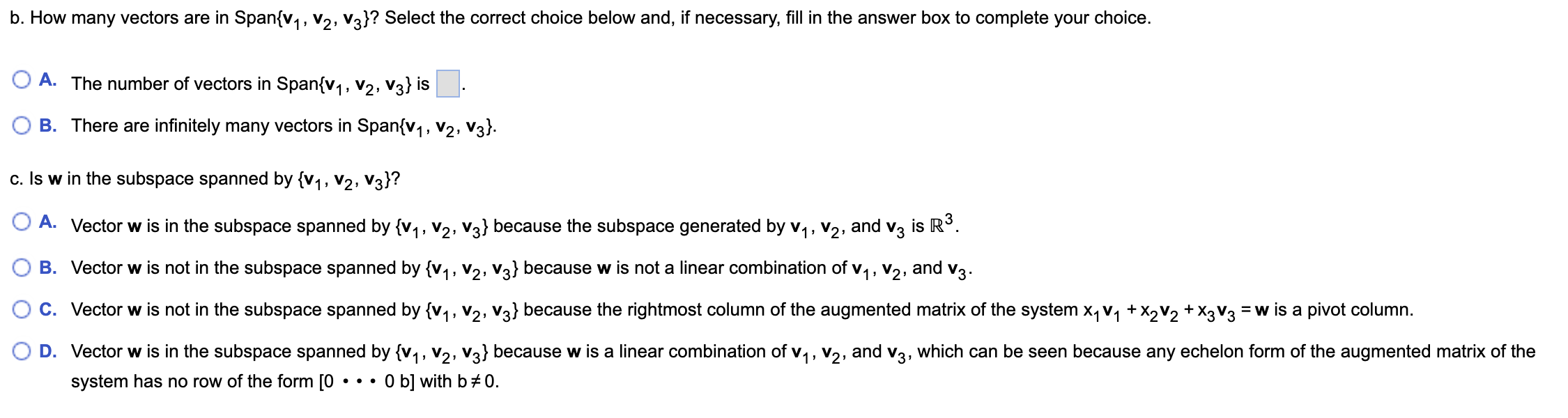 Solved Let v1=⎣⎡10−1⎦⎤,v2=⎣⎡213⎦⎤,v3=⎣⎡837⎦⎤, and w=⎣⎡312⎦⎤ | Chegg.com