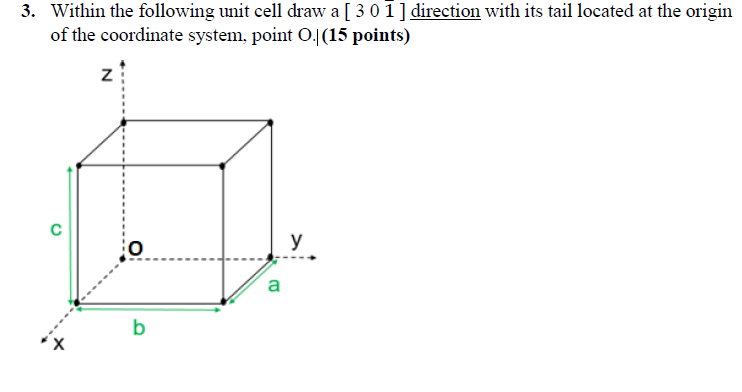 Solved Within the following unit cell draw a [ 3 0 1̅ ] | Chegg.com