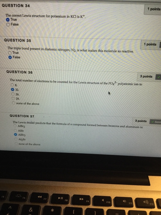Solved The correct Lewis structure for potassium in KCI is | Chegg.com