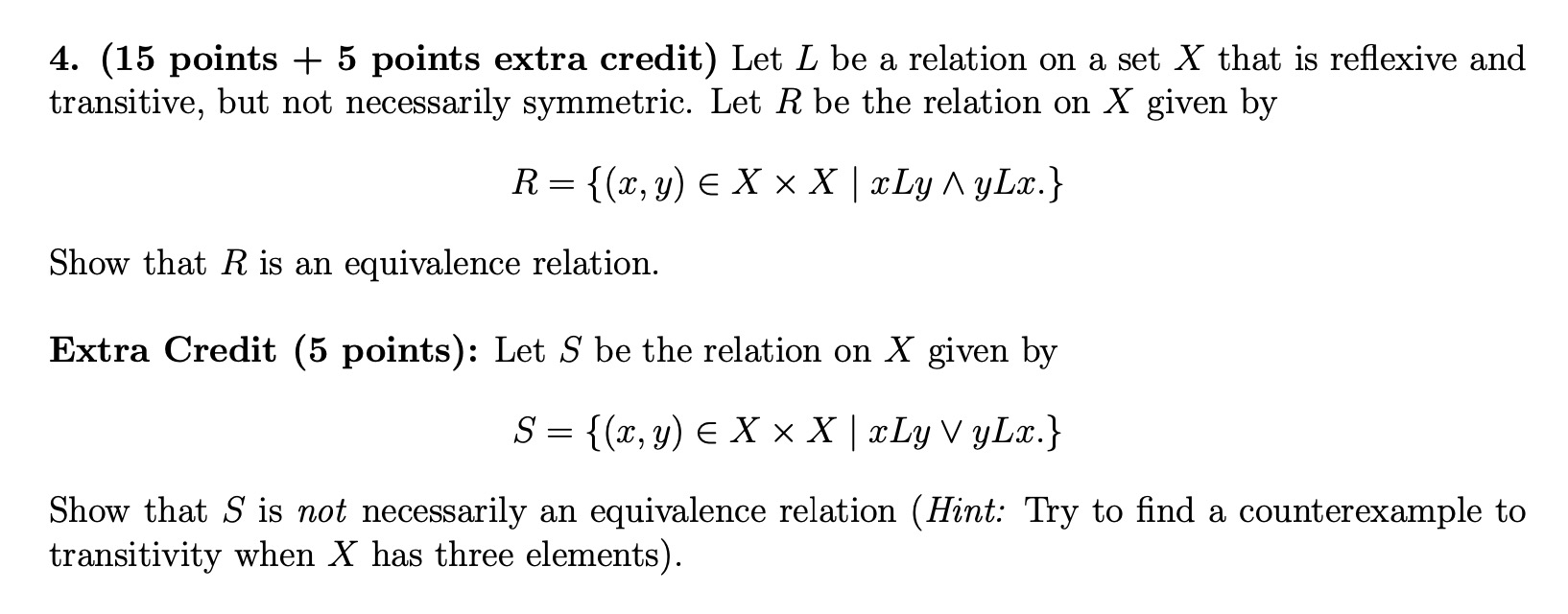 Solved 4. (15 points + 5 points extra credit) Let L be a | Chegg.com
