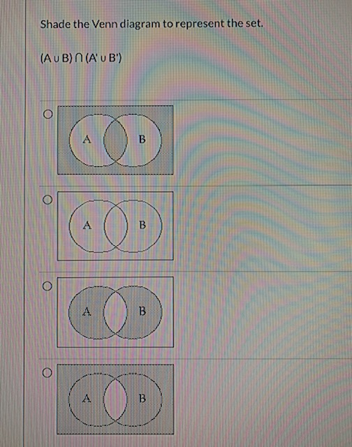 Solved Shade the Venn diagram to represent the set. (AUB) | Chegg.com