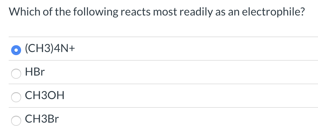 Solved Which of the following cannot react as a nucleophile? | Chegg.com