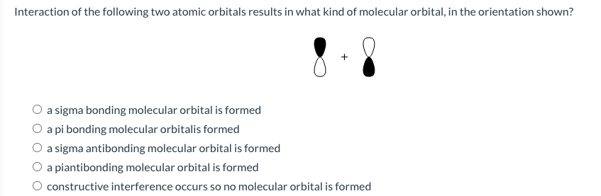 Solved Interaction of the following two atomic orbitals | Chegg.com