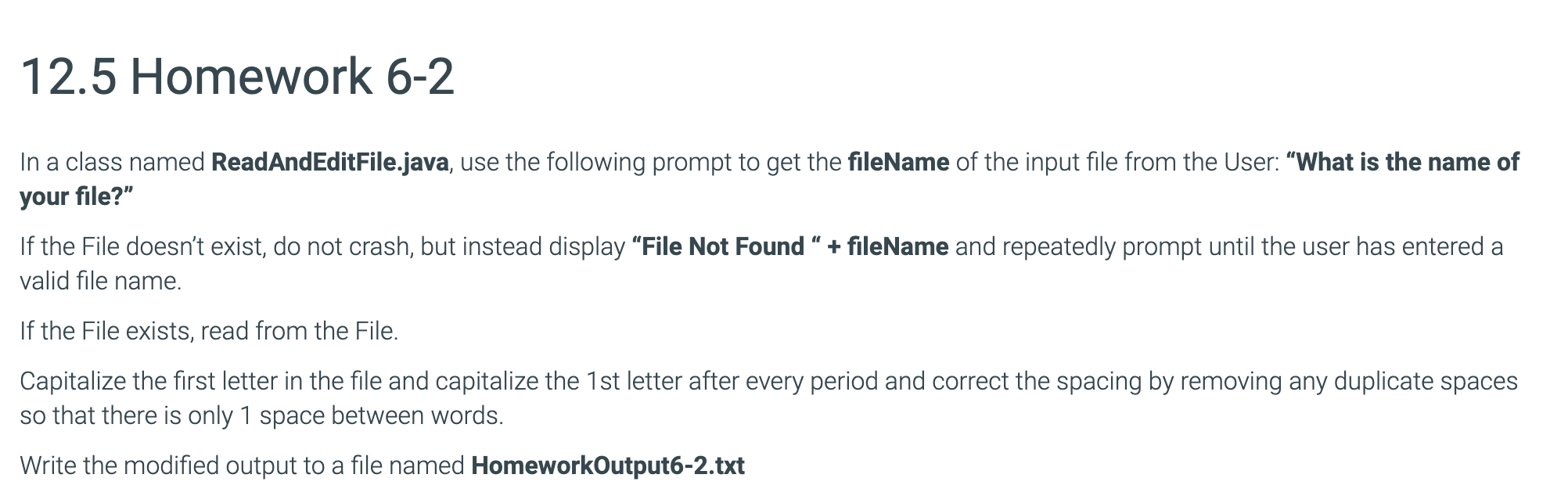 Solved 12.5 Homework 6-2 In a class named | Chegg.com