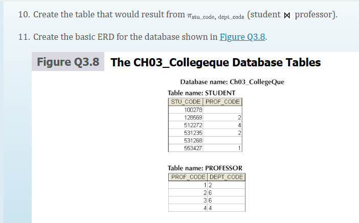 Solved 10. Create the table that would result from \( | Chegg.com