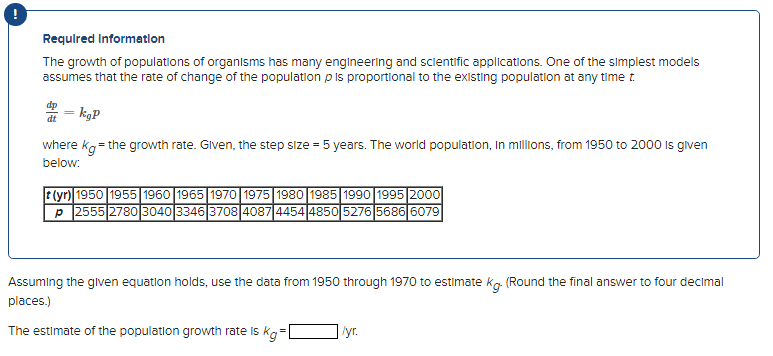 Solved Requlred Information The growth of populations of | Chegg.com
