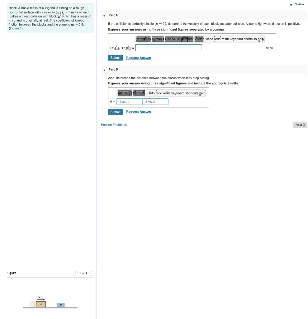 Solved Review Part A Block A has a mass of 6 kg and is | Chegg.com