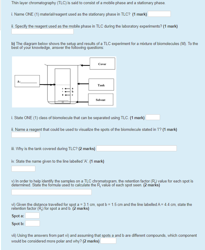 Solved Thin layer chromatography (TLC) is said to consist of | Chegg.com