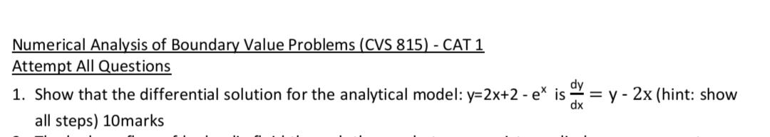 Solved Numerical Analysis of Boundary Value Problems (CVS | Chegg.com