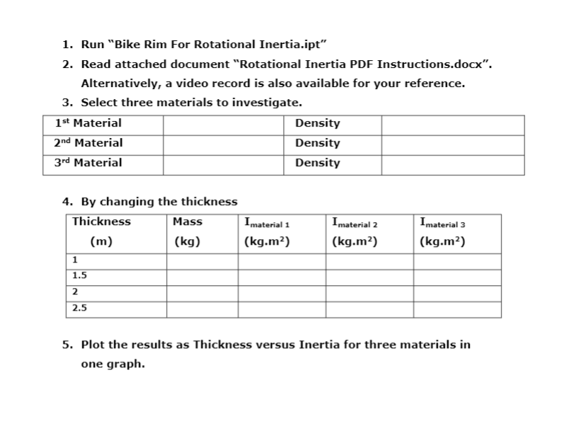 Solved 1. Run "Bike Rim For Rotational Inertia.ipt" 2. Read | Chegg.com