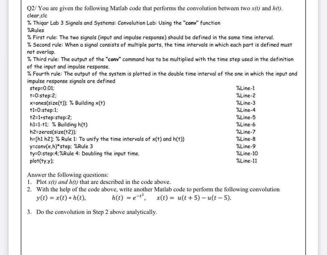Solved Q2/ You are given the following Matlab code that | Chegg.com