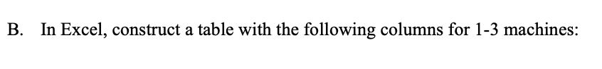 Solved B. In Excel, construct a table with the following | Chegg.com