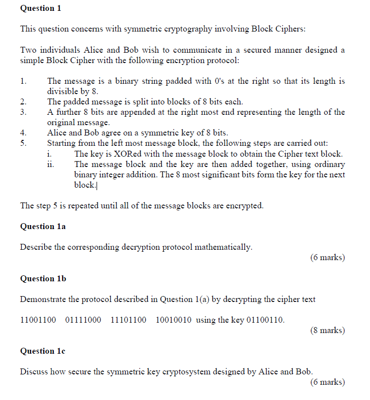 Solved Question 1 This question concerns with symmetric | Chegg.com