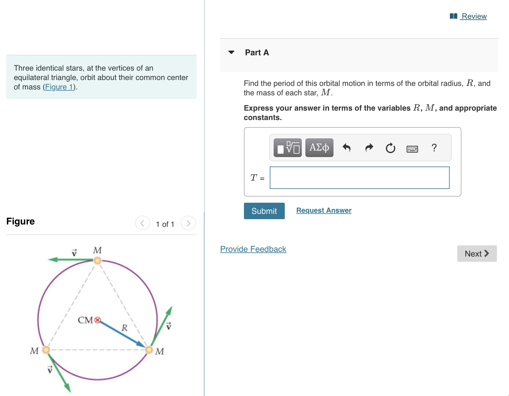 Solved Three identical stars, at the vertices of an | Chegg.com