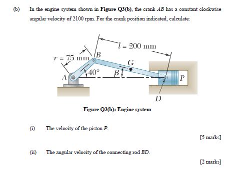 Solved 6) In the engine system shown in Figure Q3(b), the | Chegg.com
