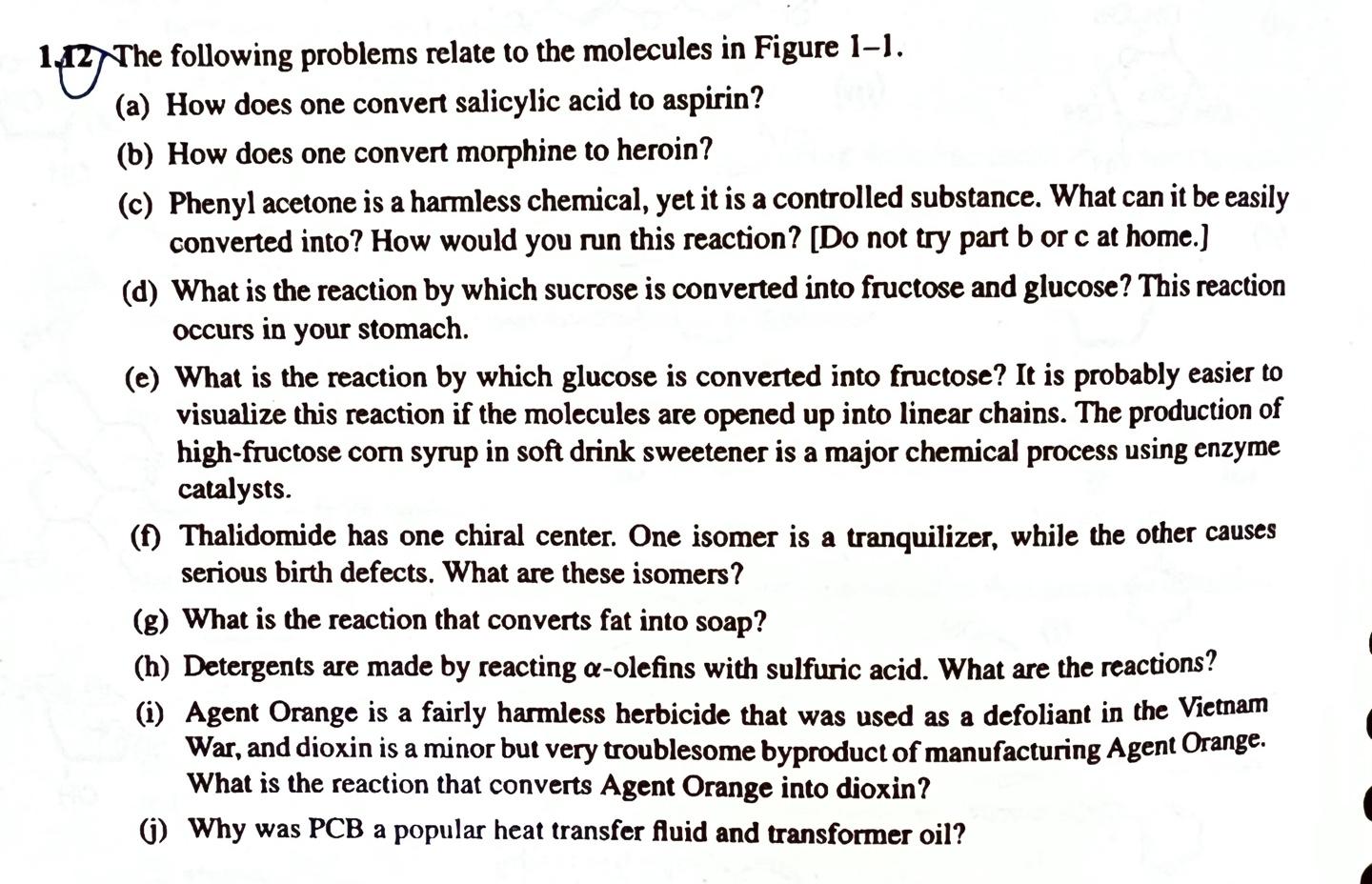 1,12 The following problems relate to the molecules | Chegg.com