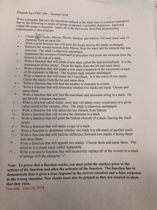 Program For Cosc 504 Summer 2018 Write A Program 