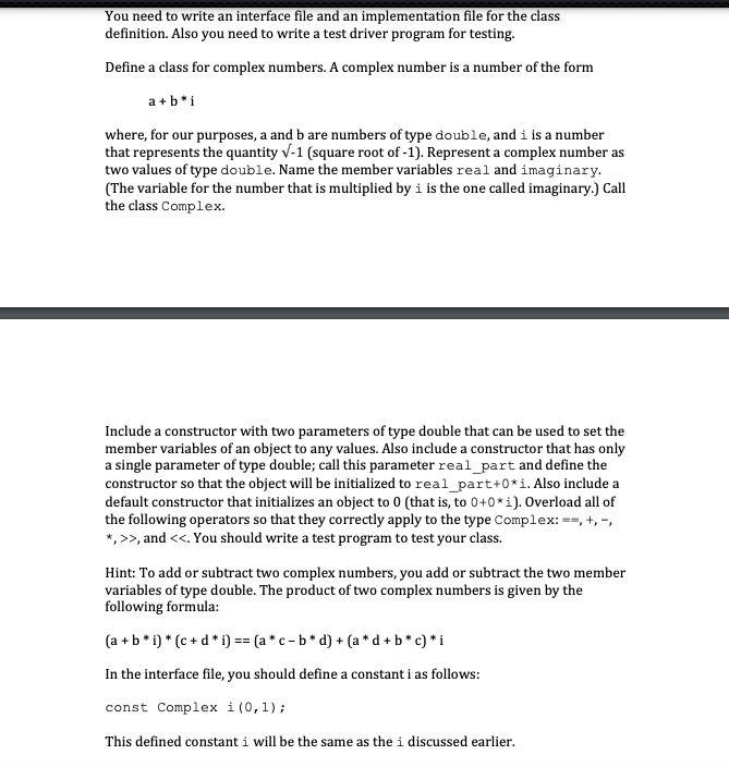 Solved You need to write an interface file and an | Chegg.com