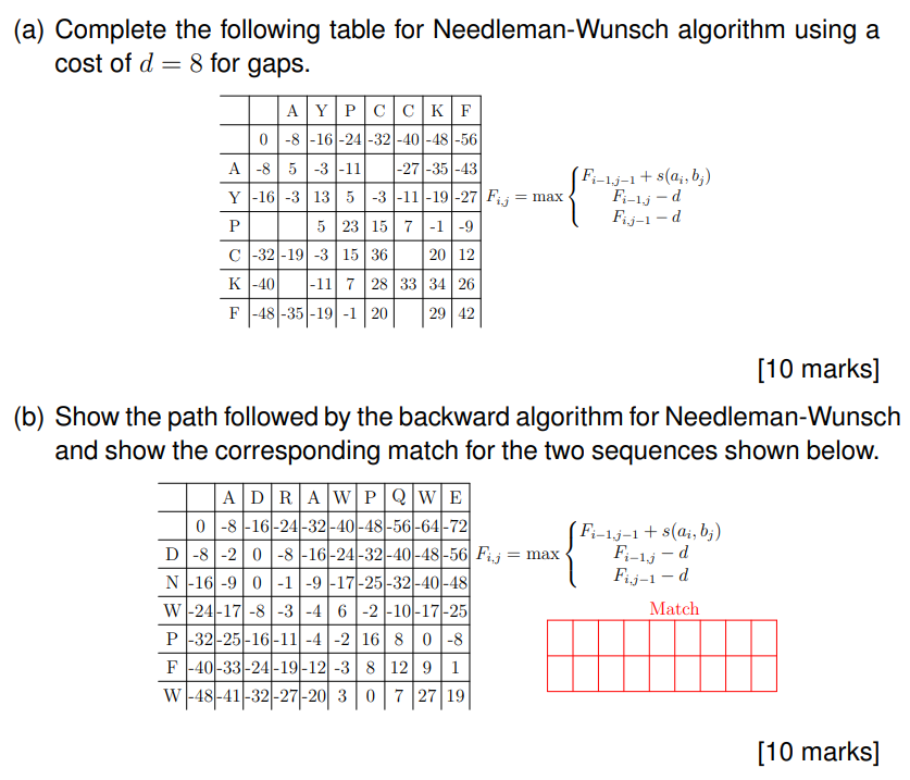 Solved Using the Blosum50 substitution matrix AR NDC QEG H I | Chegg.com