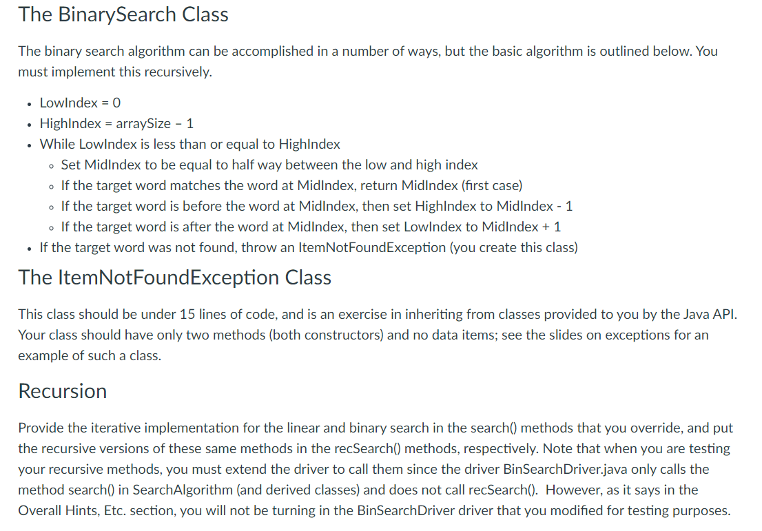 Solved Iterative and Recursive Linear and Binary Searches | Chegg.com