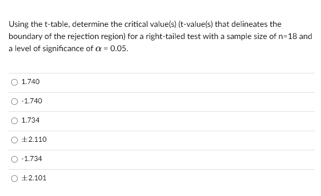 Solved Using the t-table, determine the critical value(s) | Chegg.com