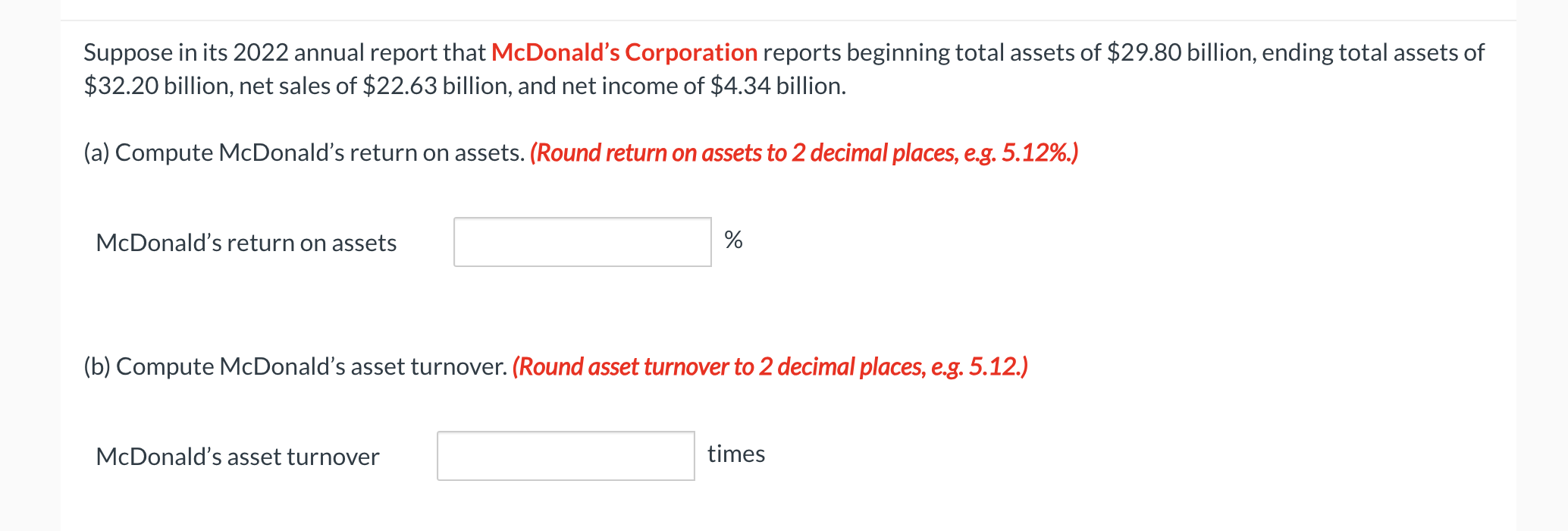 Solved Suppose in its 2022 annual report that McDonald's | Chegg.com Solved Suppose in its 2022 annual report that McDonald's | Chegg.com