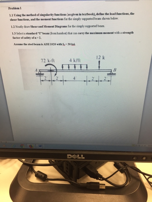 Solved Problem 1.1 Using the method of singularity functions | Chegg.com