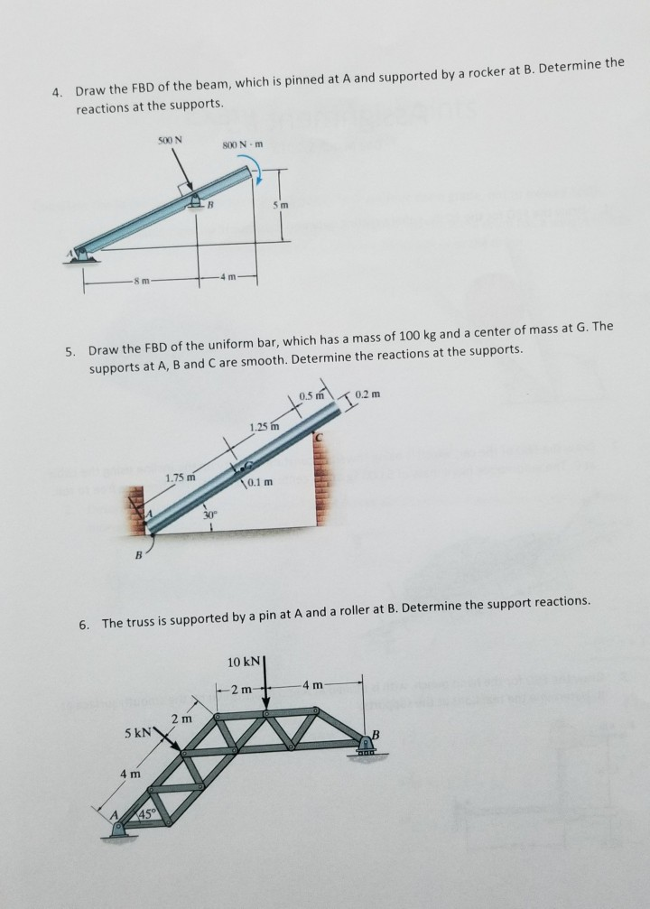 Solved Draw the FBD of the beam, which is pinned at A and | Chegg.com