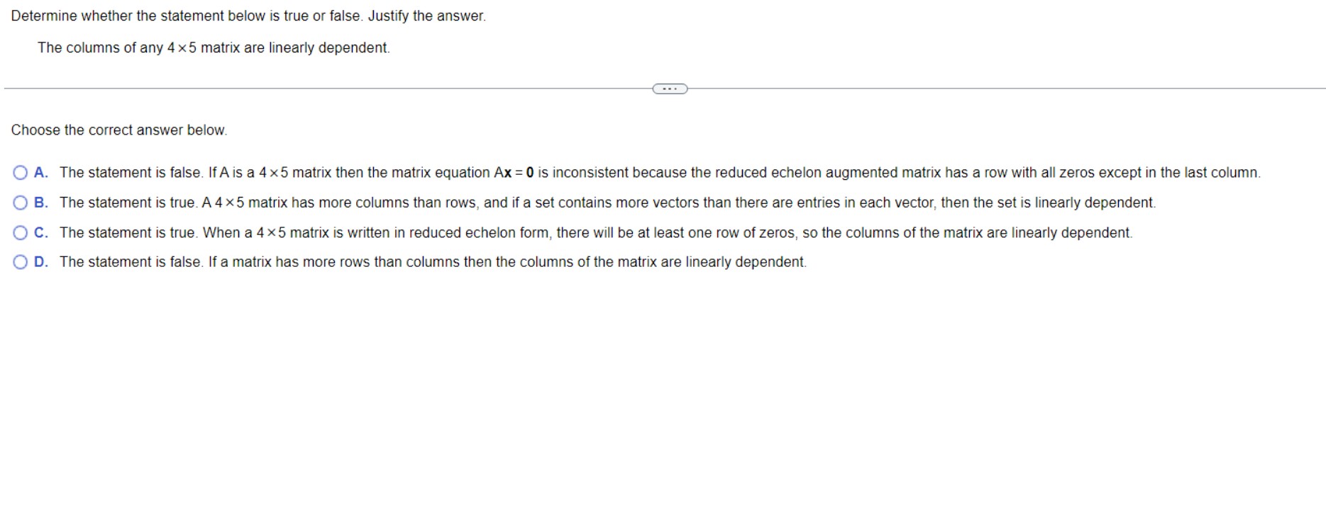 Solved Determine whether the statement below is true or | Chegg.com