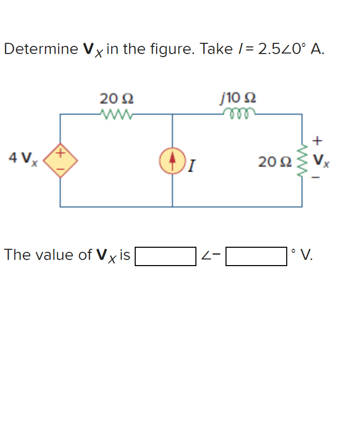 Solved Determine Vy in the figure. Take I = 2.520° A. 2012 | Chegg.com