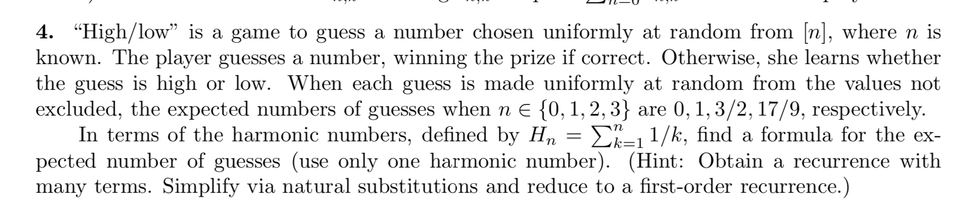 4. "High/low" is a game to guess a number chosen | Chegg.com