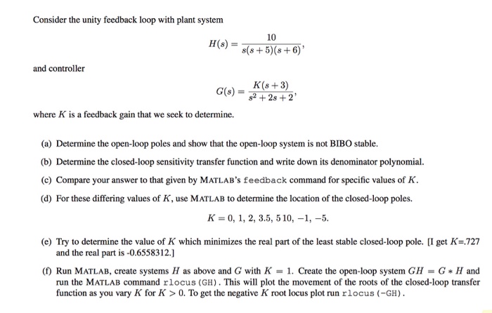 Solved Consider the unity feedback loop with plant system | Chegg.com