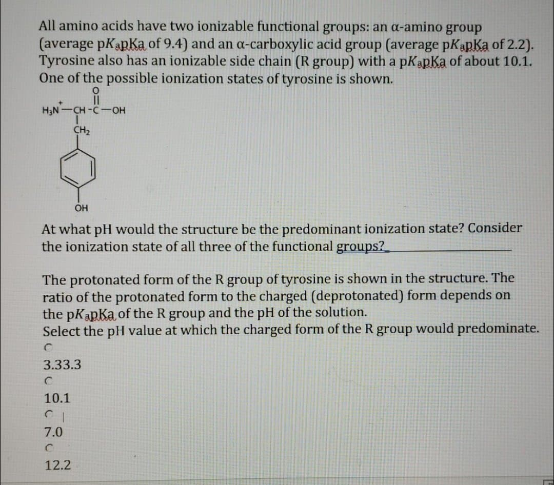 Solved All amino acids have two ionizable functional groups: | Chegg.com