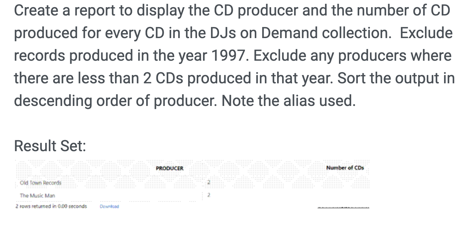 Solved Create a report to display the CD producer and the | Chegg.com