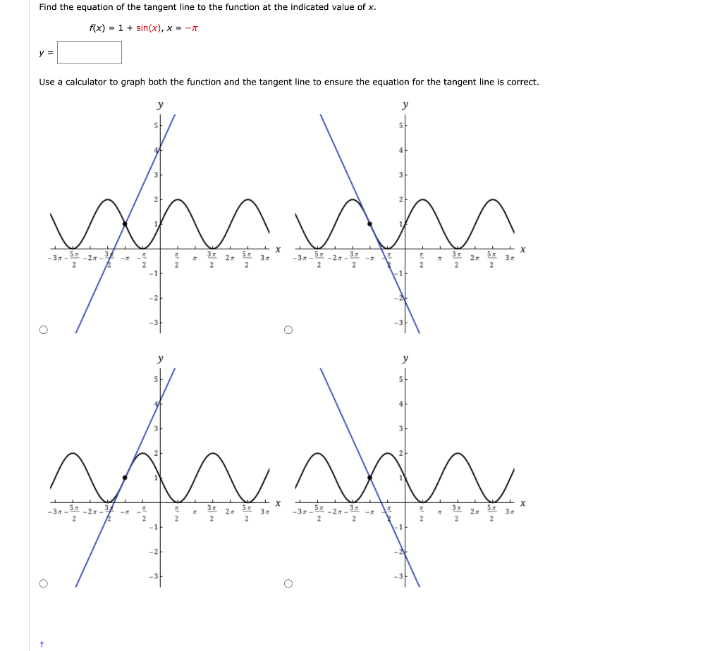 Solved Find the equation of the tangent line to the function | Chegg.com