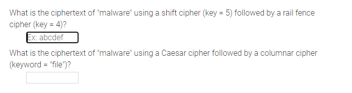 Solved What is the ciphertext of "malware" using a shift | Chegg.com