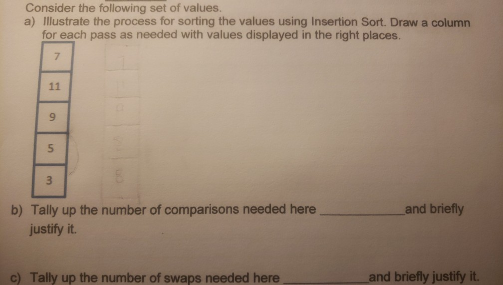 Solved Consider the following set of values. a) Illustrate | Chegg.com