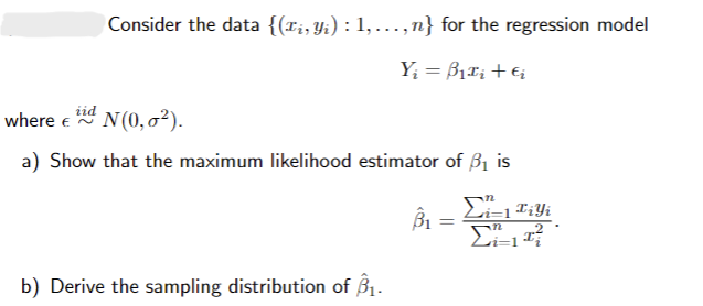 Solved Consider the data {(xi,yi):1,…,n} for the regression | Chegg.com