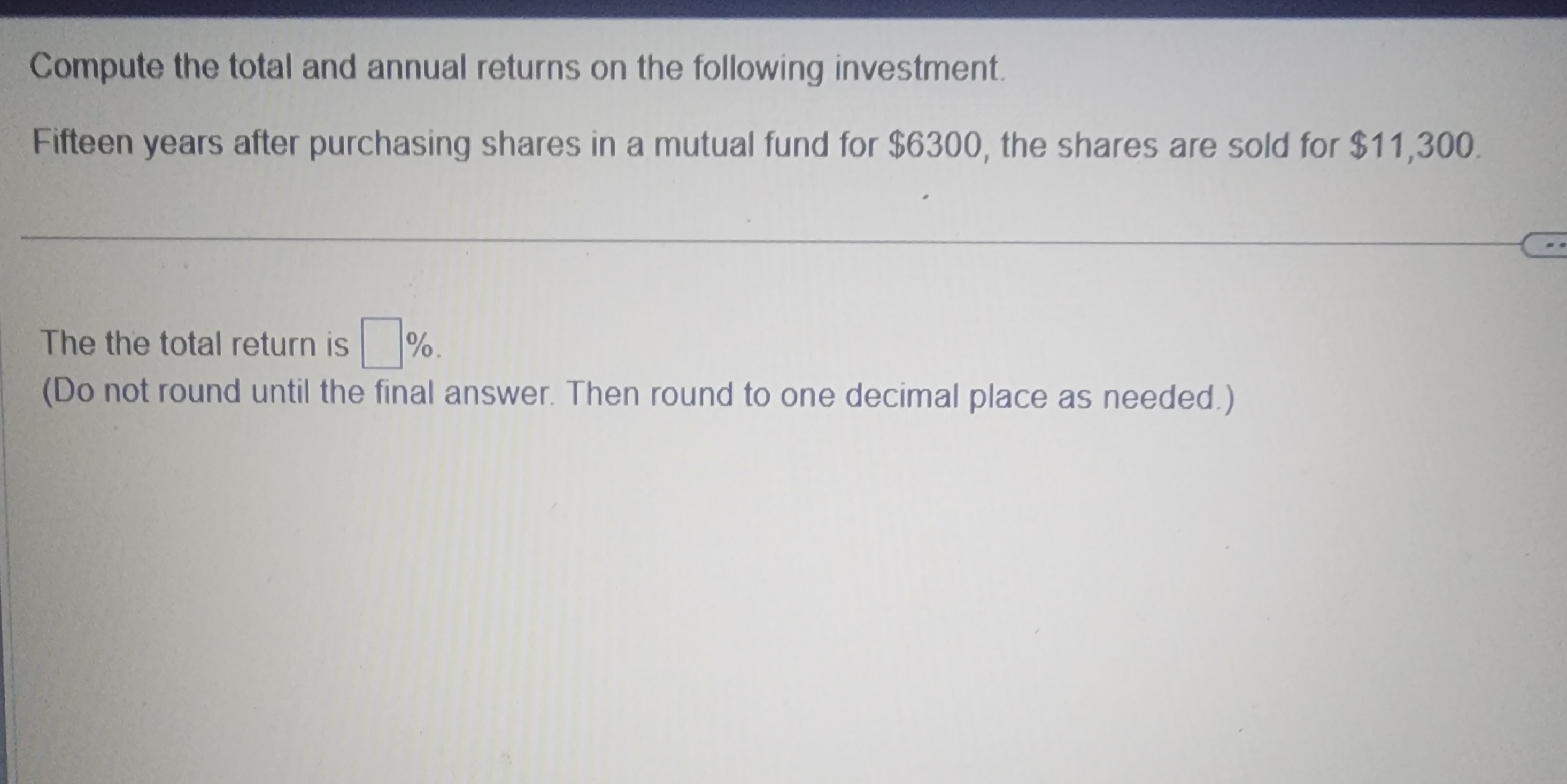 Solved Compute the total and annual returns on the following | Chegg.com